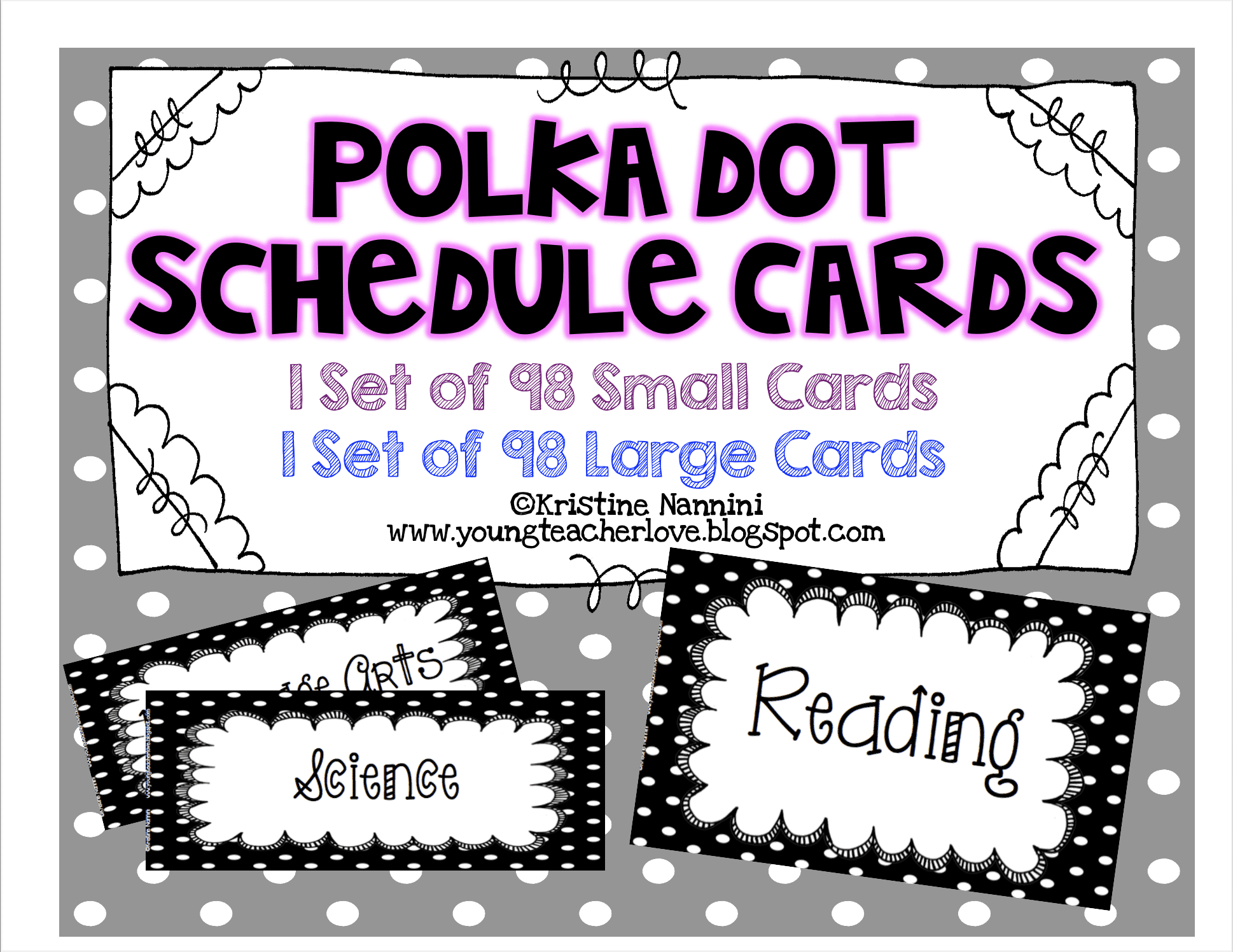Classroom Schedule Cards | Black Polka Dot Organization - In the ...