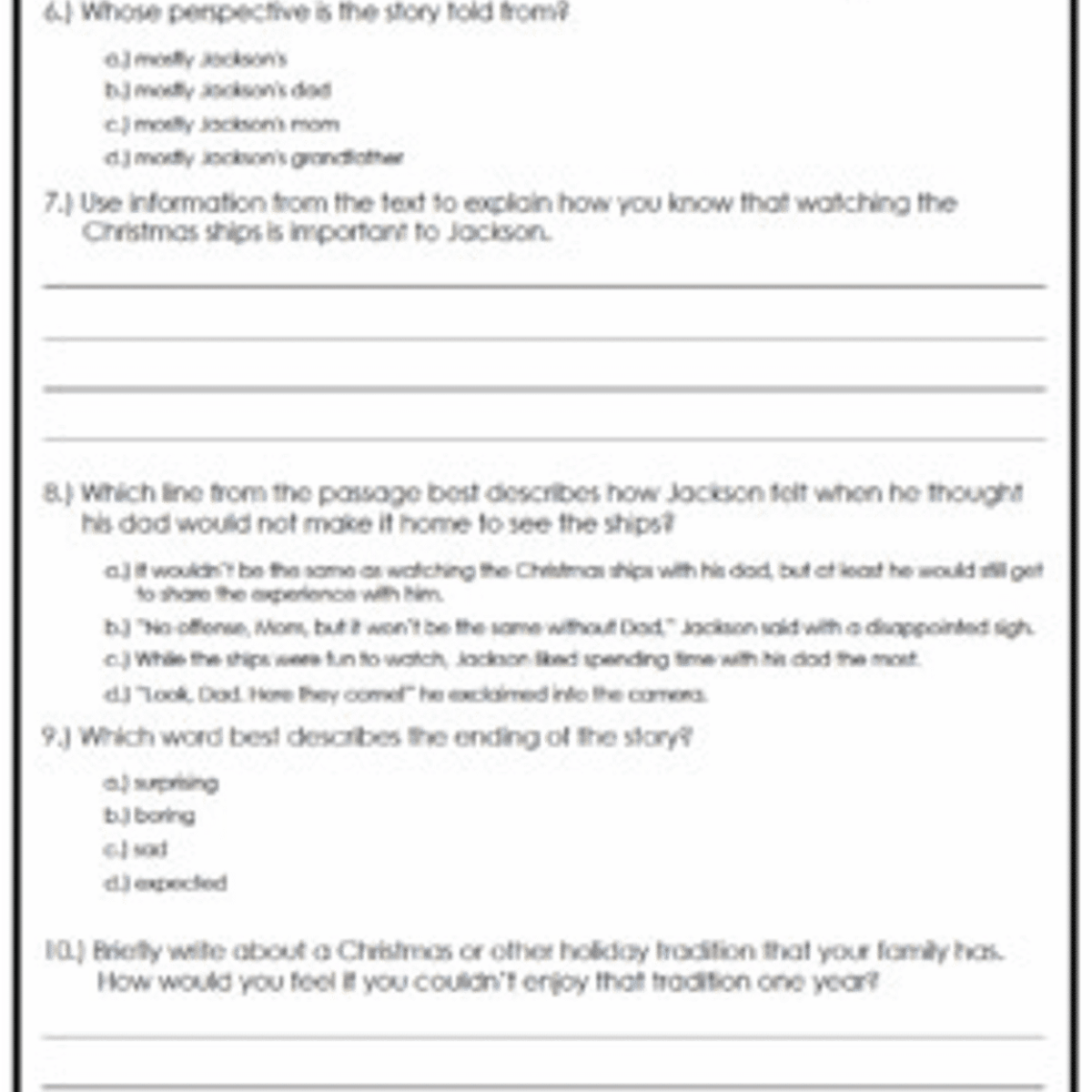 Reading Comprehension Passages and Questions - Holidays Around the World