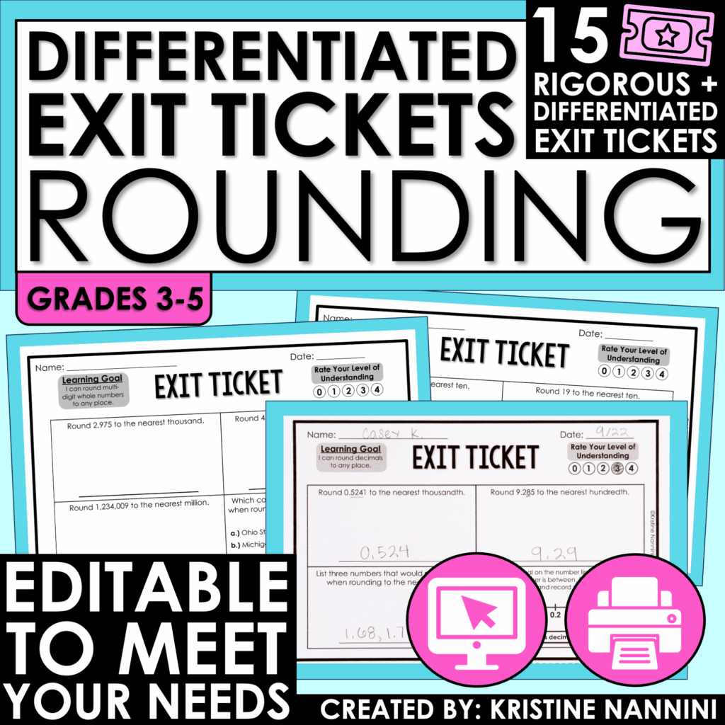 Rounding Exit Tickets | Differentiated Math Assessments - Digital ...