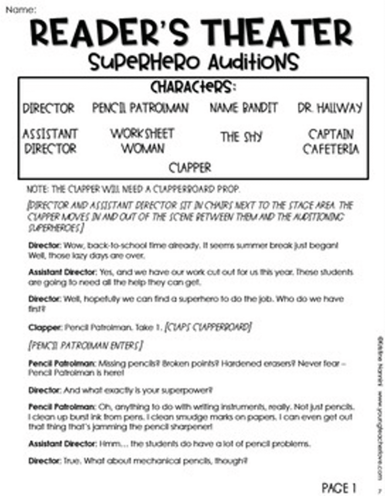 Back to School Activities First Day of School Reader's Theater Plays ...