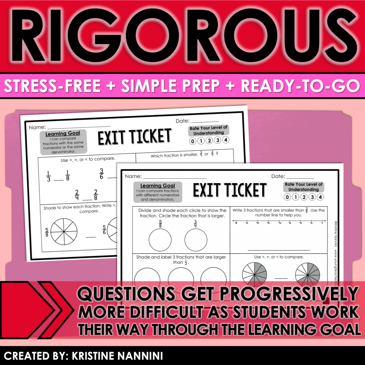Comparing Fractions Exit Tickets Differentiated Math Assessments - In ...