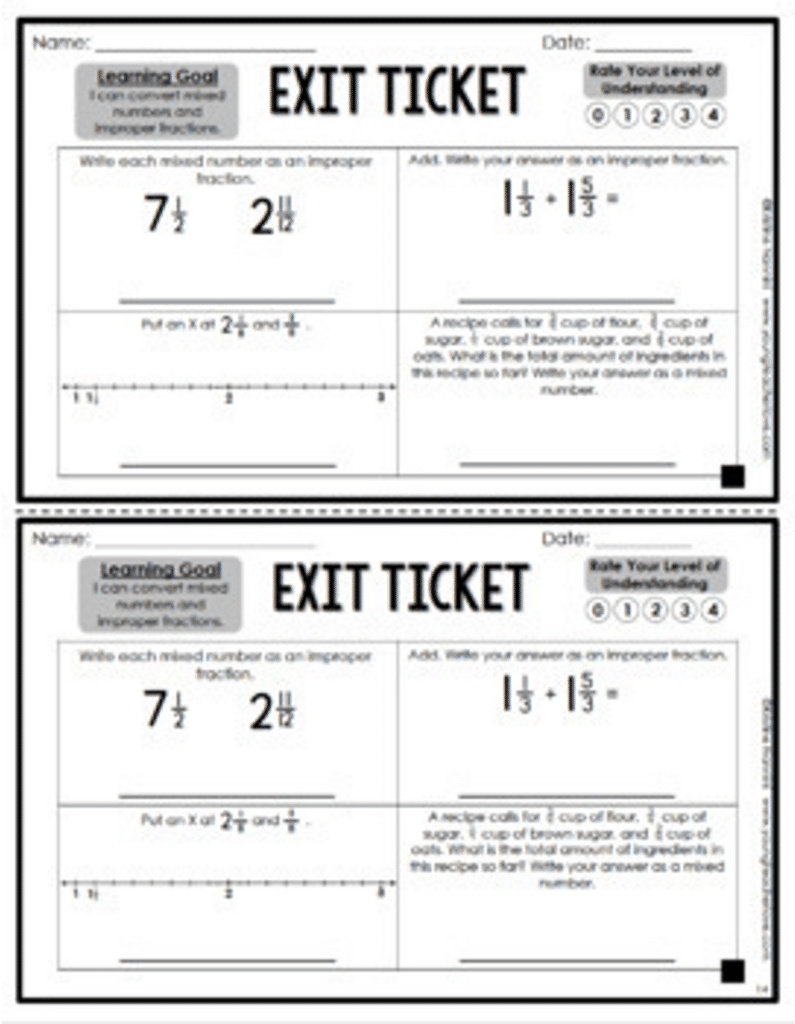 Mixed Numbers Improper Fractions Exit Tickets - Differentiated - Google ...