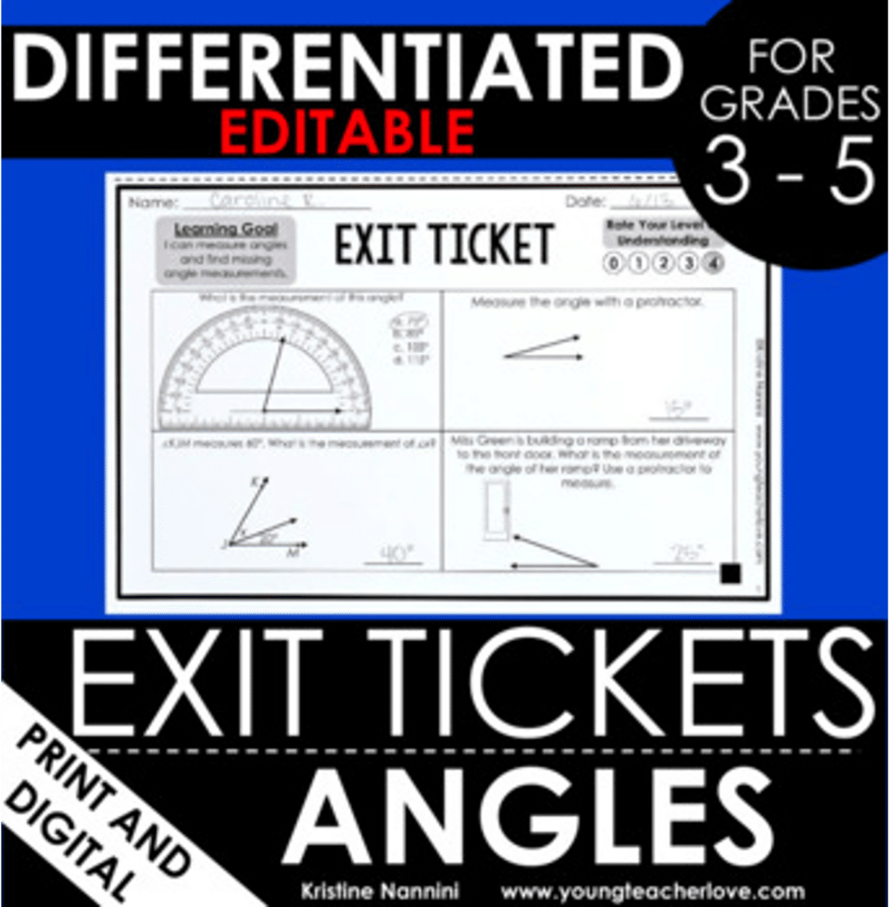 Measuring Angles Exit Tickets - Differentiated Assessments - Google ...