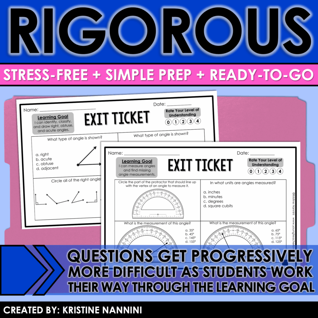 Measuring Angles Exit Tickets - Differentiated Assessments - Google ...