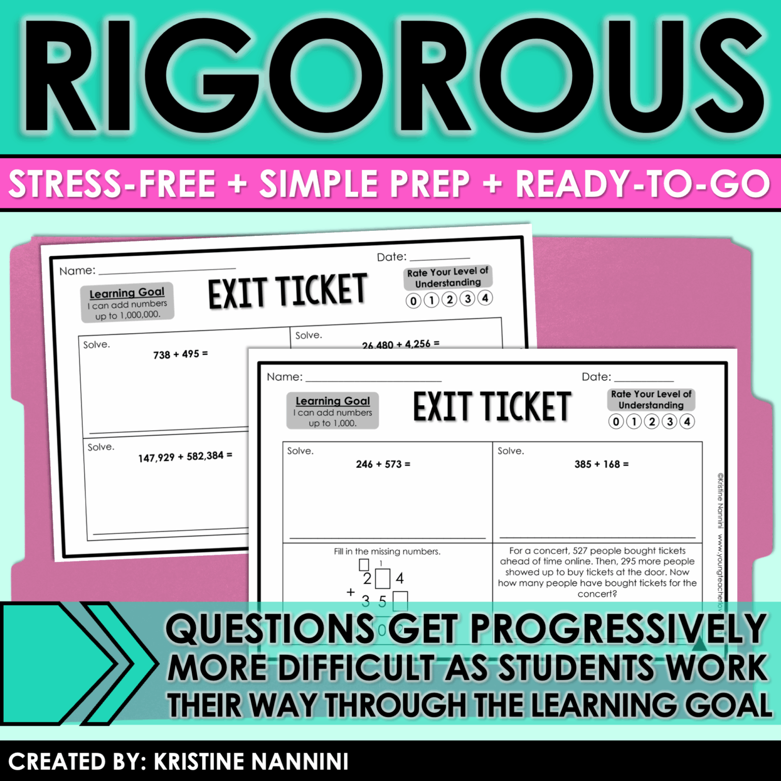 Multi-Digit Addition Exit Tickets - Differentiated Math Assessment ...