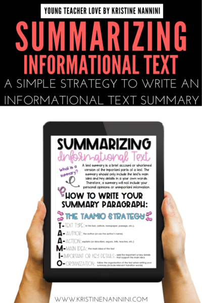 Summarizing Informational Text - In the Classroom with Kristine Nannini