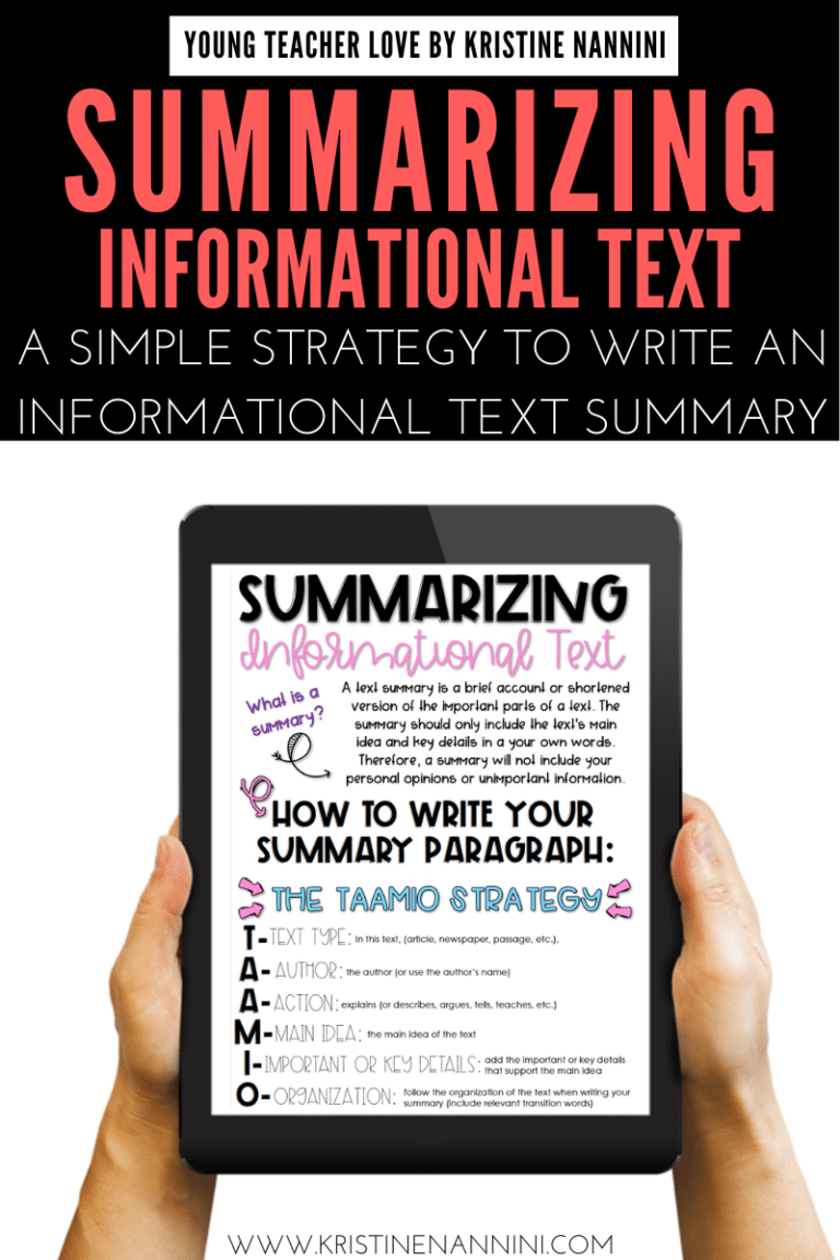Summarizing Informational Text - In the Classroom with Kristine Nannini