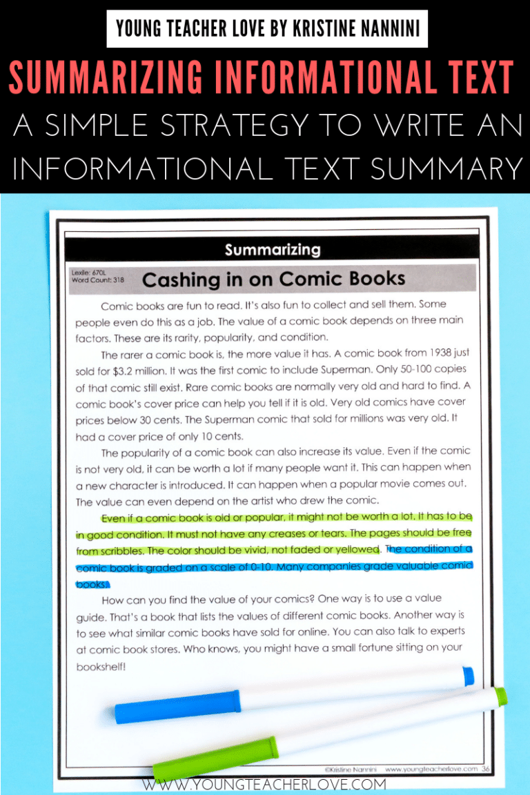 Summarizing Informational Text - In the Classroom with Kristine Nannini