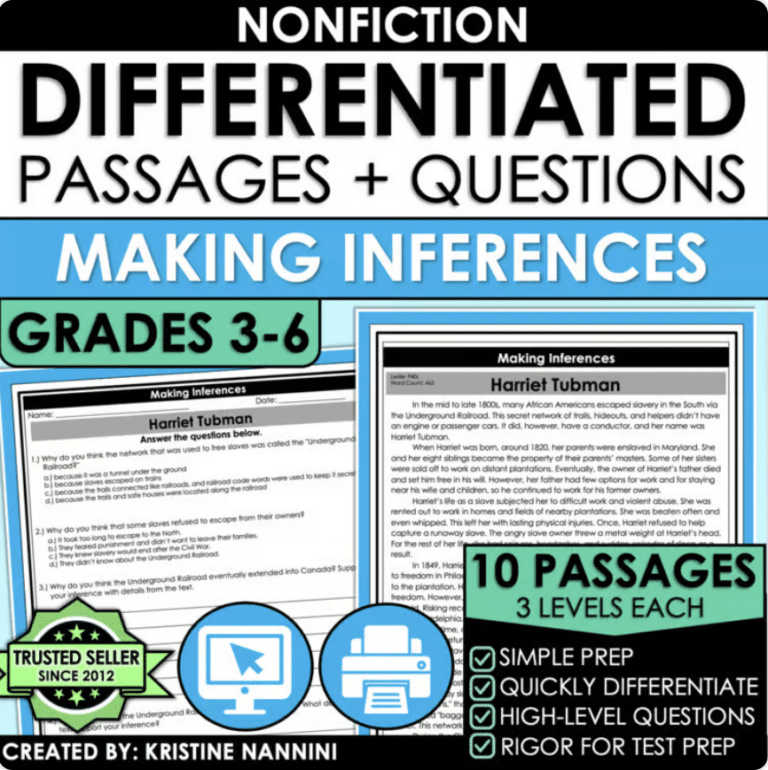 Making Inferences Informational Text Passages and Questions - Kristine ...