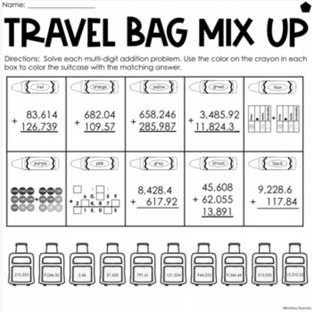 Multi-Digit Addition Practice - Printable No Prep - In the Classroom ...