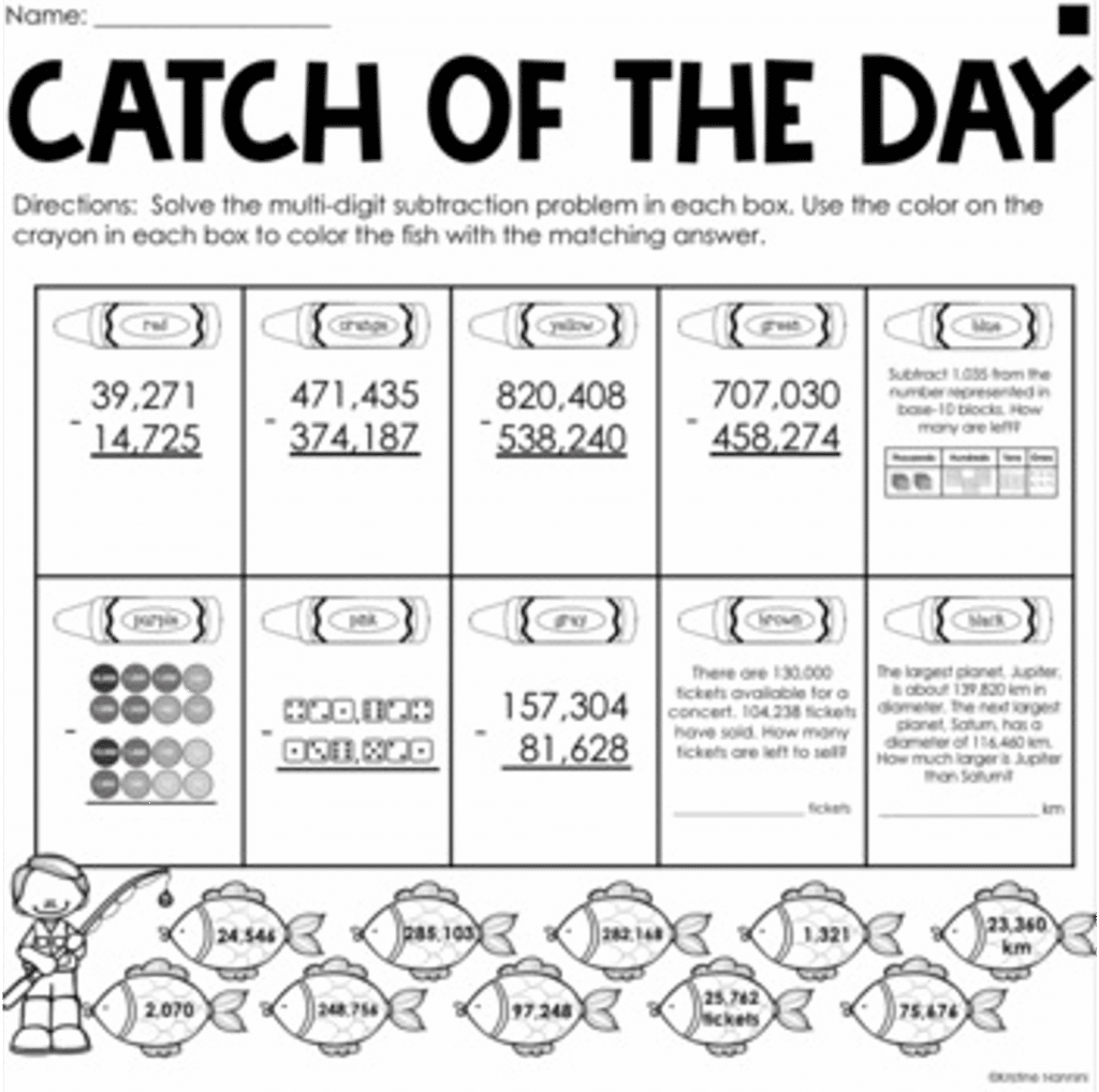 Multi-Digit Subtraction Practice - Printable - Test Prep - In the ...
