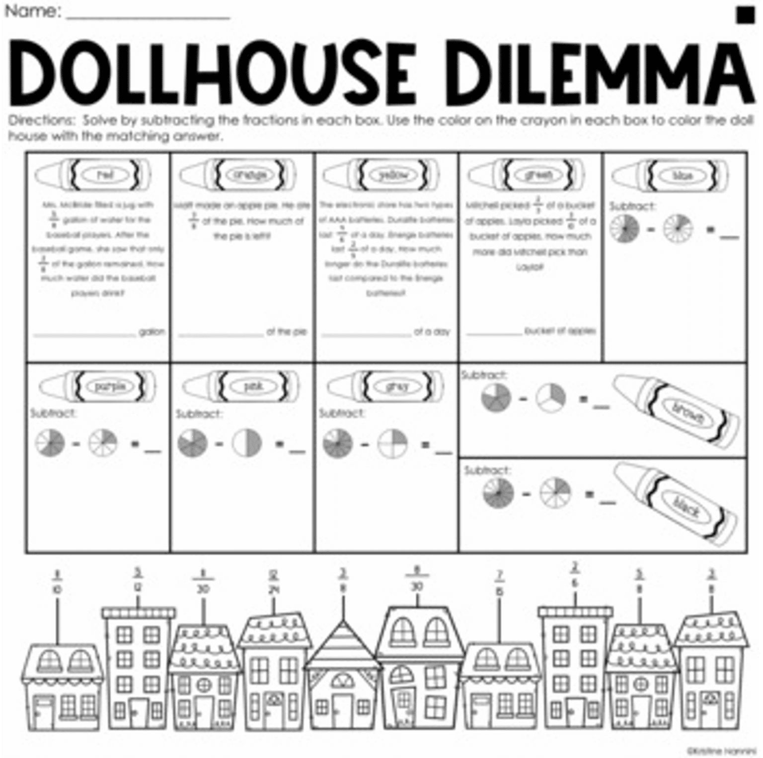 Subtracting Fractions Practice - Printable No Prep Review - In the ...