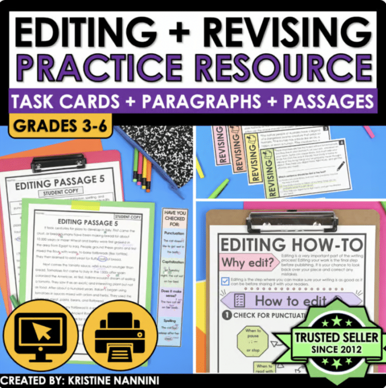 Editing and Revising Printable Practice Resource - In the Classroom ...