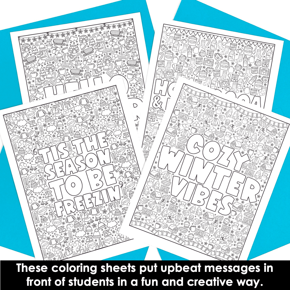 Winter Coloring Pages with Doodle Coloring Sheets for Winter Activities ...