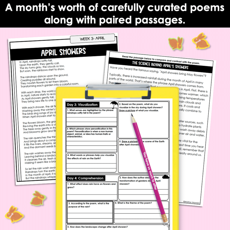 April Poem of the Week Reading Comprehension with Paired Passages ...