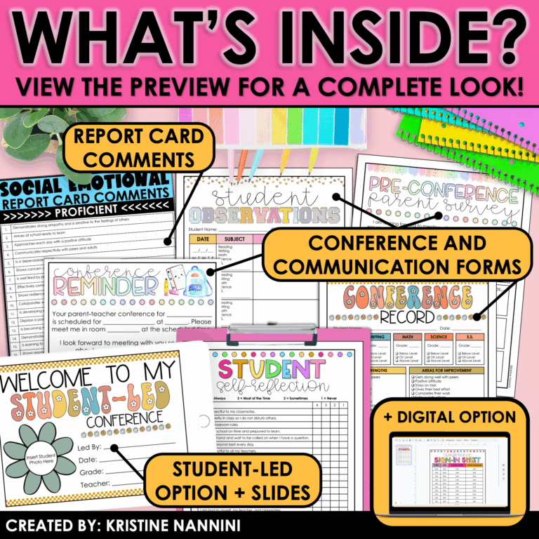 Parent Teacher Conference Forms Editable Student Led Conferences ...