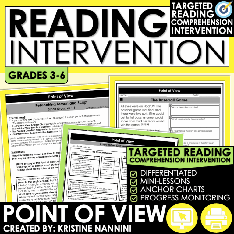 Point of View and Perspective Reading Comprehension Intervention ...