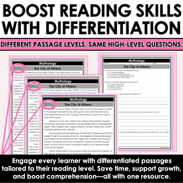 Differentiated Mythology Genre Passages for Reading Comprehension - In ...