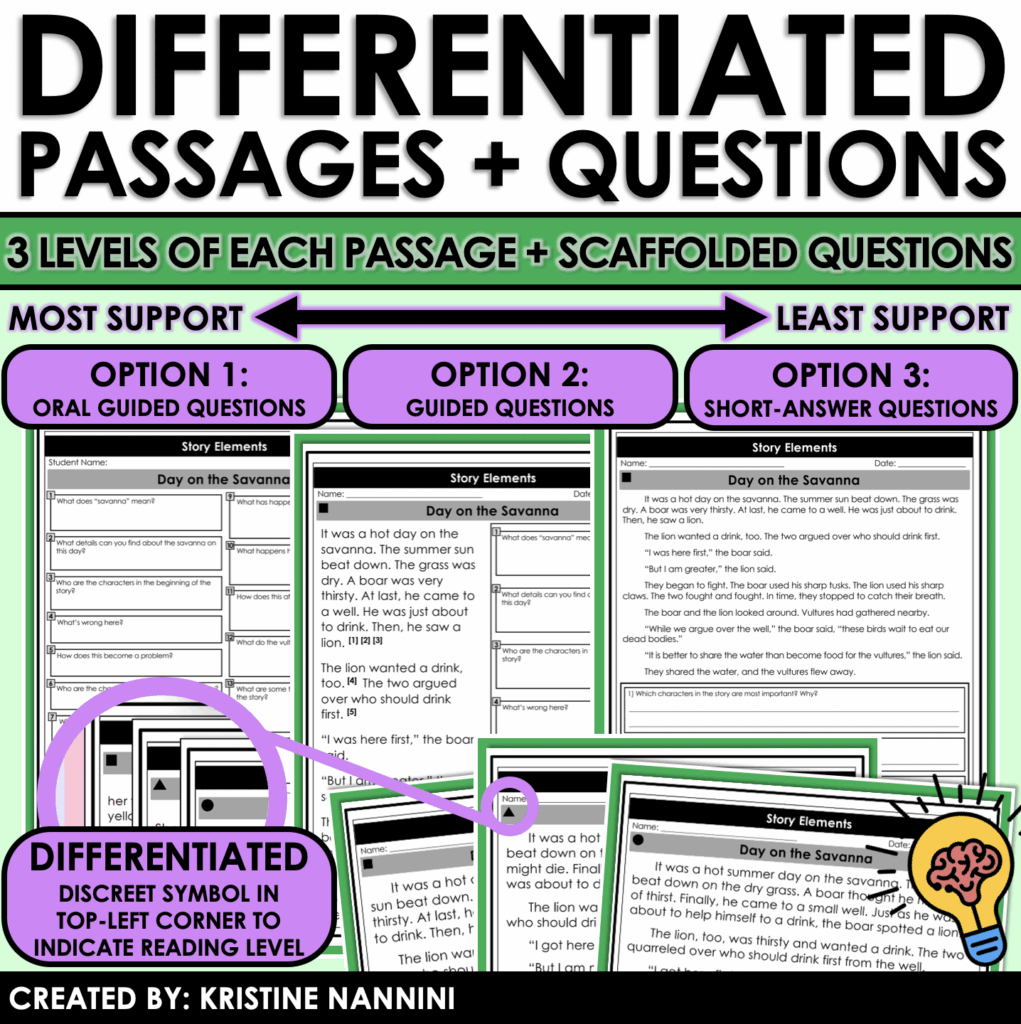 Story Elements Reading Comprehension for Reading Intervention