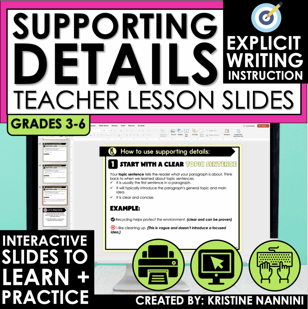 The How-To Guide for Teaching Supporting Details - In the Classroom ...