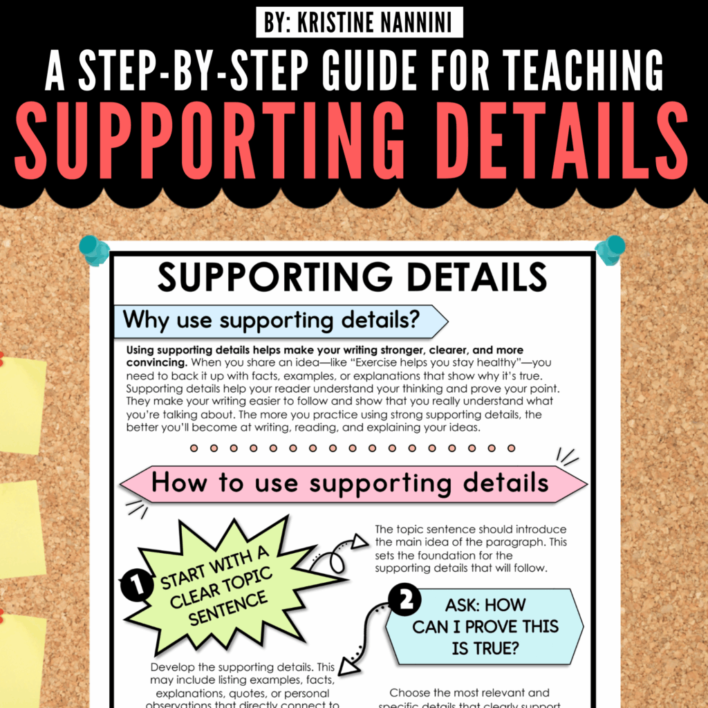 The How-To Guide for Teaching Supporting Details - In the Classroom ...