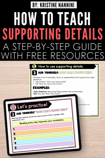 The How-To Guide for Teaching Supporting Details - In the Classroom ...