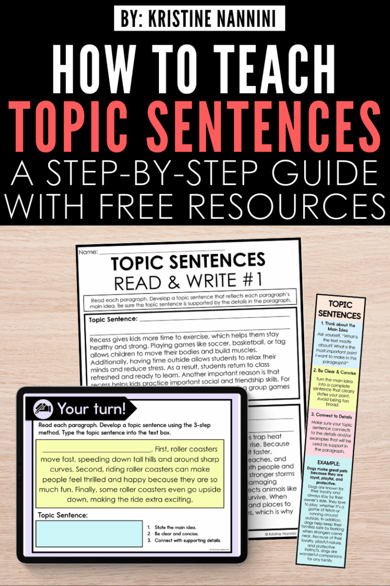 The How-To Guide for Teaching Topic Sentences - In the Classroom with ...